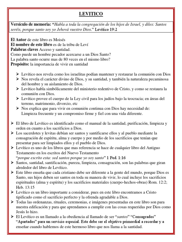 Introduccion Al Libro de Levitico | PDF | Libro de levítico | eucaristía