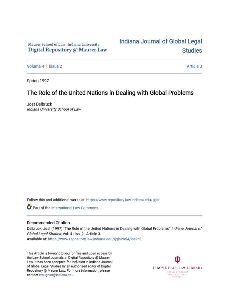 With Global Problems The Role of The United Nations in Dealing With ...