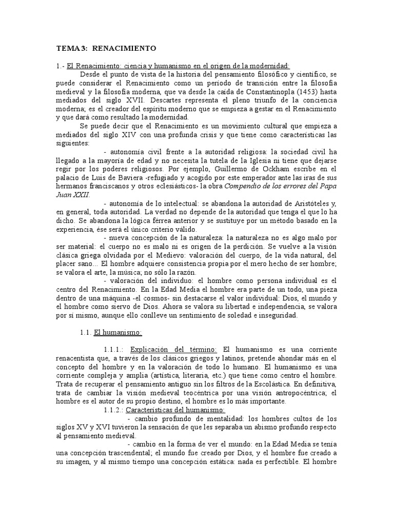 Tema 3 Renacimiento | PDF | Método científico | Renacimiento
