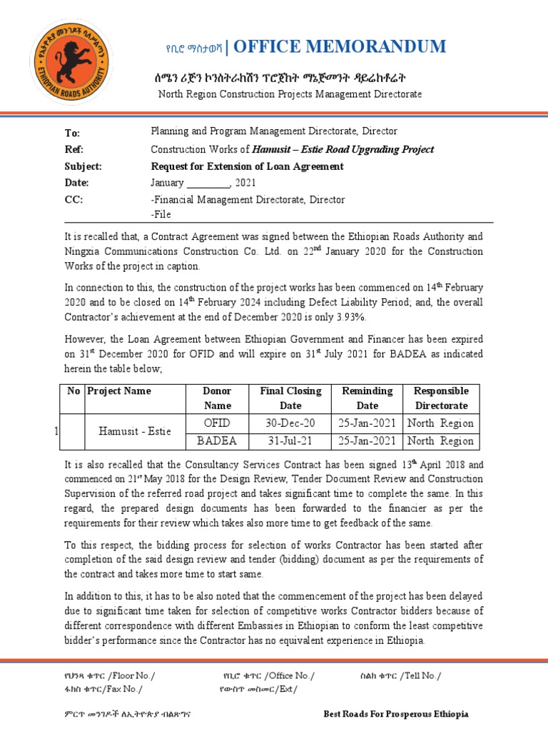 Request For Extension of Loan Agreement | PDF | Economies
