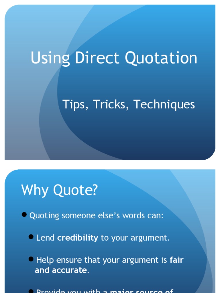 Direct Quotation | PDF | Argument | Essays