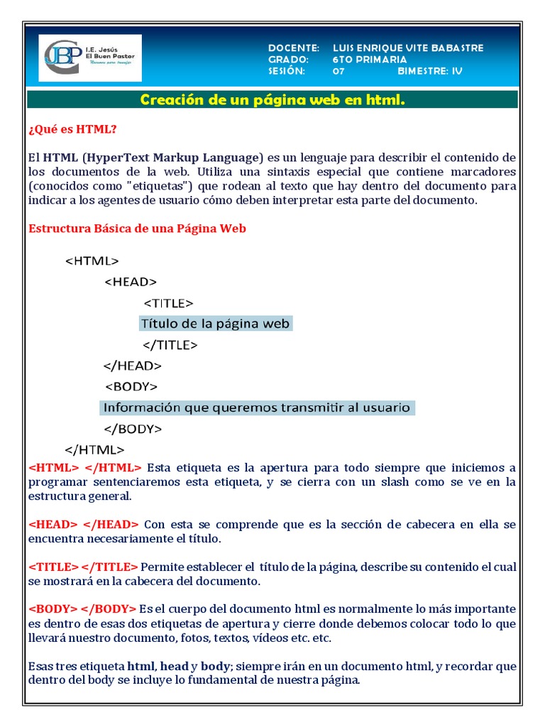 Guía Básica de HTML para Principiantes | PDF | HTML | Página web