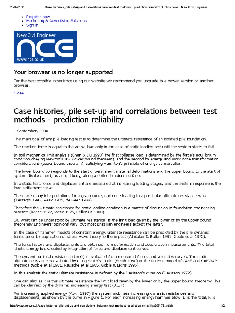 Correlations Between Pile Testing Methods and Prediction Reliability ...