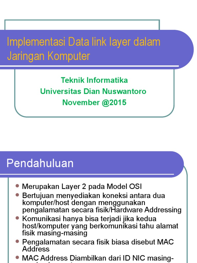 Data Link Layer untuk Mahasiswa TI | PDF