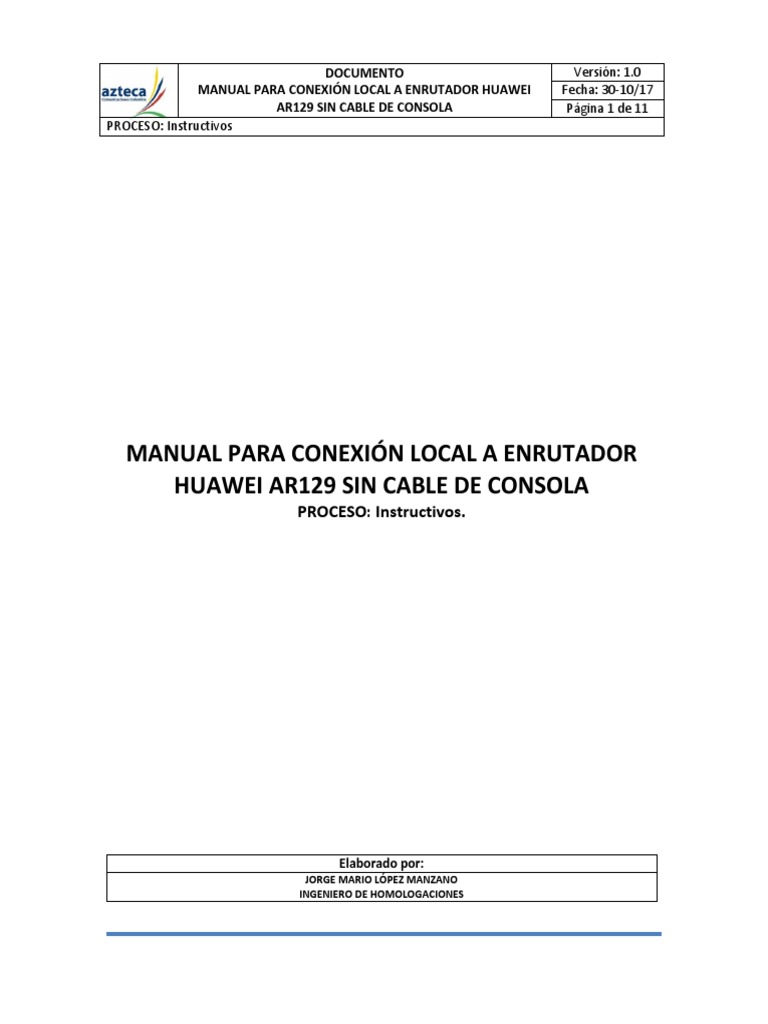 Conexión Local Huawei AR129 Sin Consola | PDF | Enrutador (Computación ...