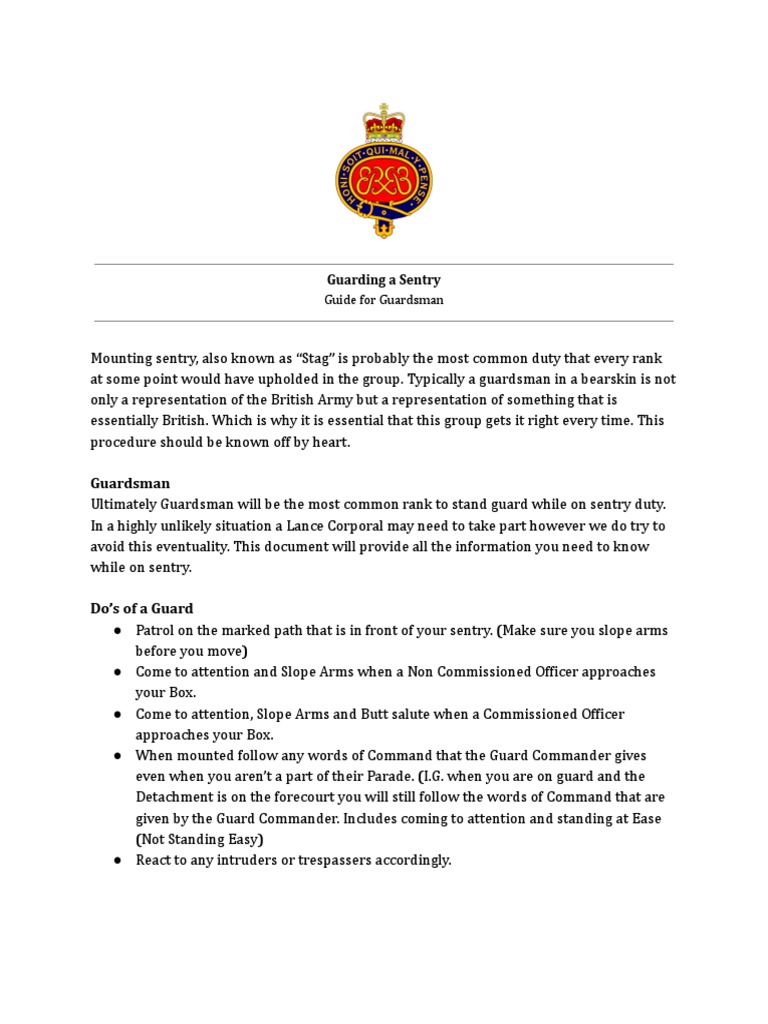Sentry Duties for Guardsmen | PDF | Military | Military Organization