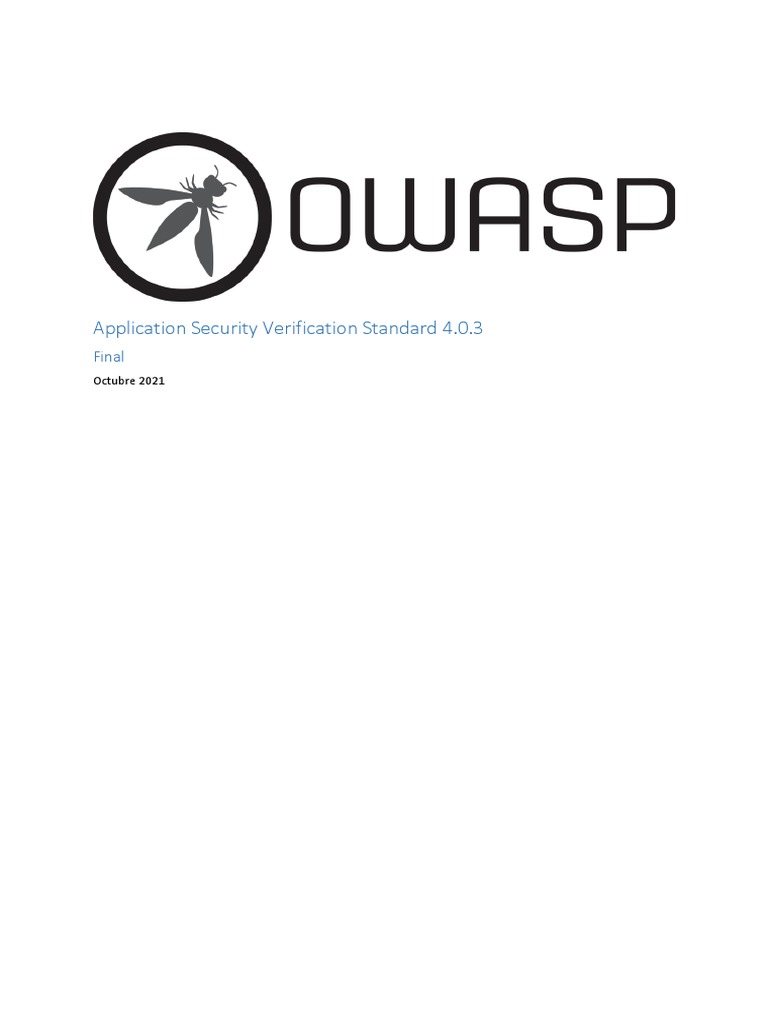 Owasp Application Security Verification Standard 4 0 3 Es Pdf