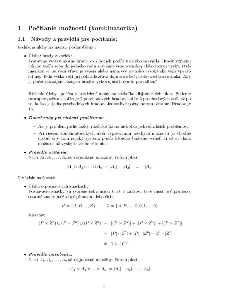 T1 Kombinatorika 2020 | PDF