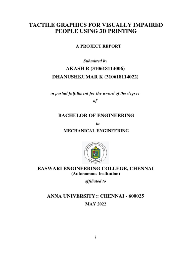 Tactile Graphics Using Manufacturing | PDF | 3 D Printing