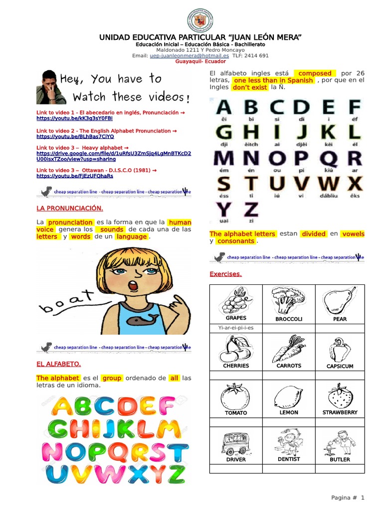 Class 2 - The Alphabet | PDF | Orthography | Phonetics