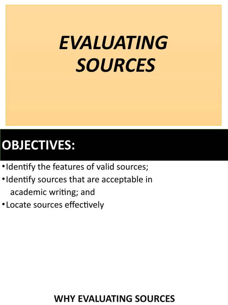 EVALUATING SOURCES Revised | PDF | Information | Expert