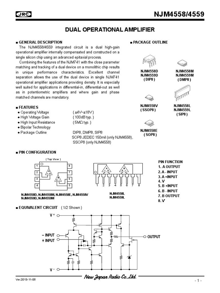 NJM4558 NJM4559 E-218630 | PDF | Operational Amplifier | Amplifier
