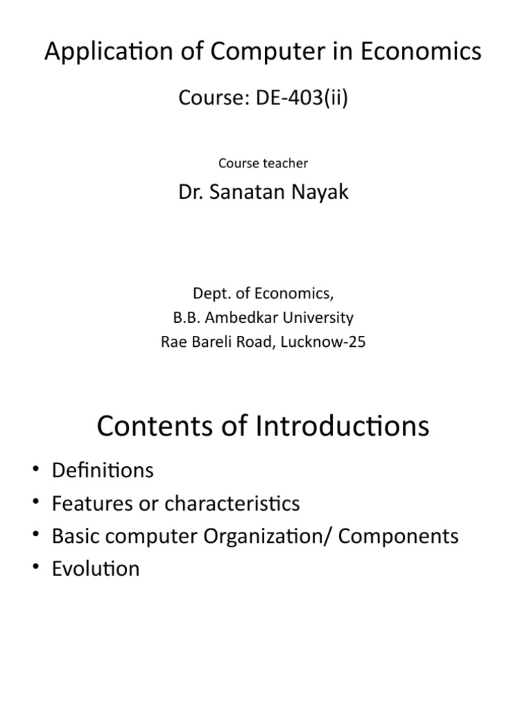 Application of Computer in Economics | PDF | Computer Data Storage ...