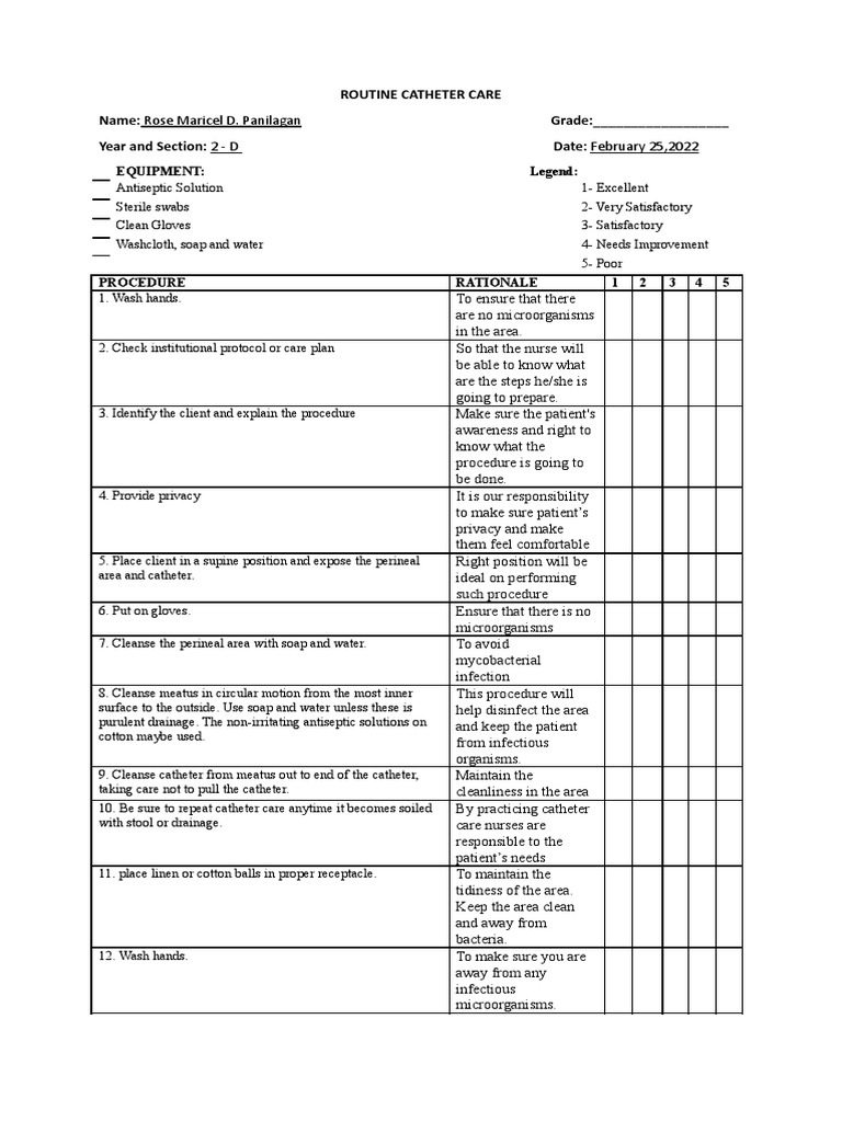 Routine Catheter Care | Download Free PDF | Catheter | Hand Washing