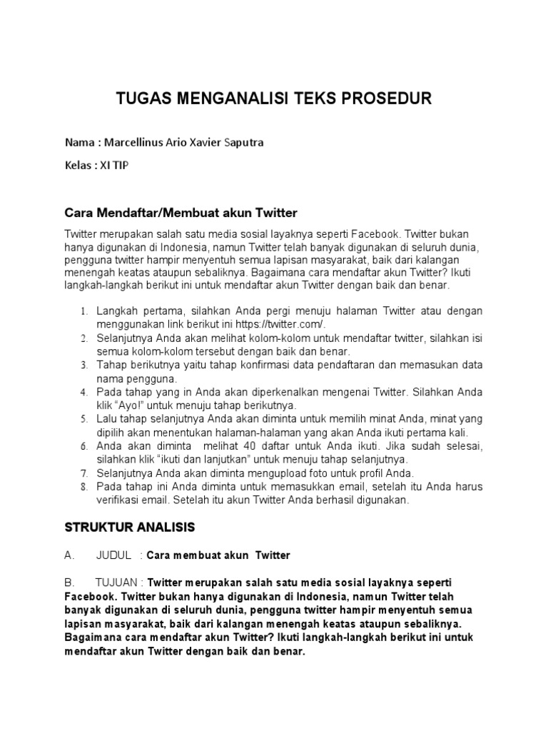 Tugas Menganalisis Teks Prosedur | PDF | Karier & Perkembangan | Ilmu Sosial