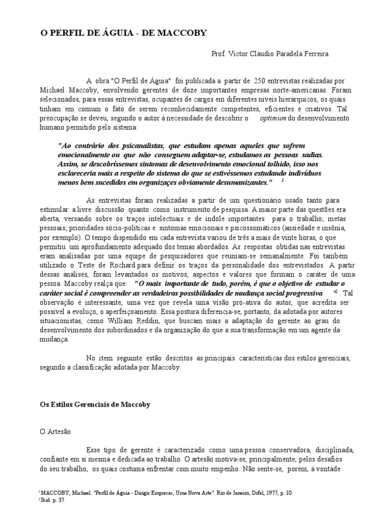 DG - Teoria de Maccoby | PDF | Motivação | Motivacional