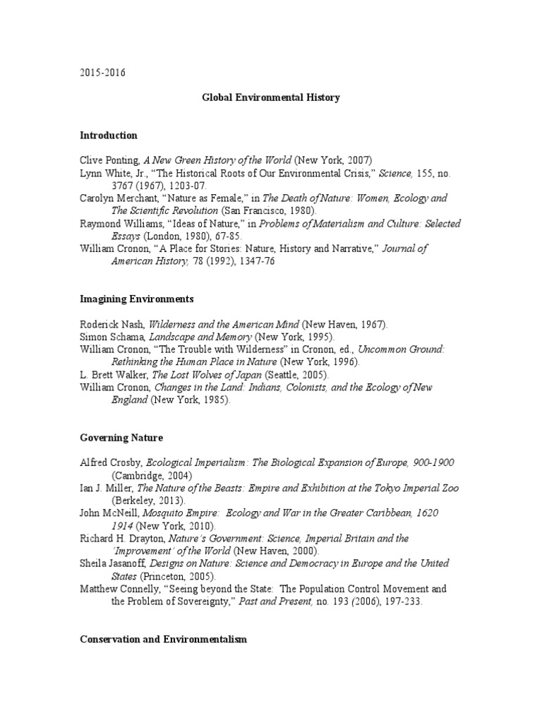 Global Environmental History 2016 Pdf Environmental History Earth