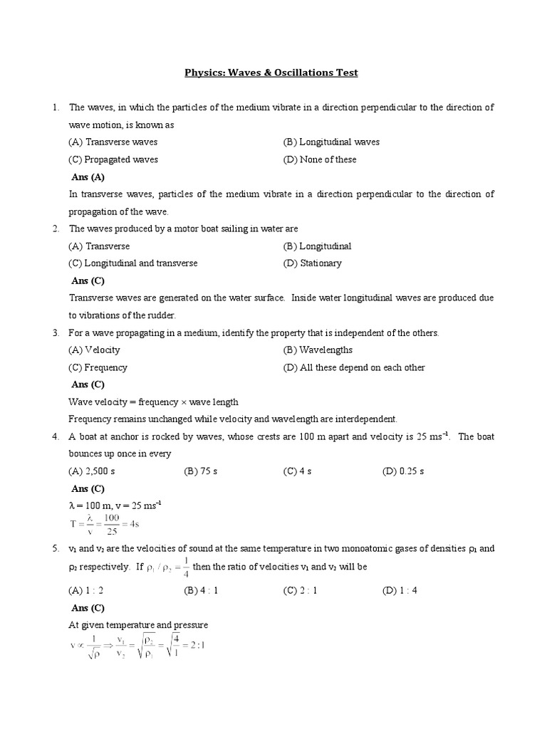 Waves & Oscillations Physics Test | PDF | Waves | Oscillation