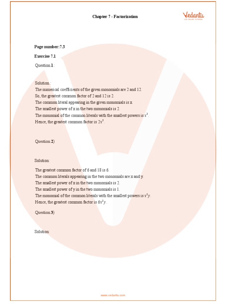 Factorization Exercise Solutions | PDF | Abstract Algebra | Mathematics ...