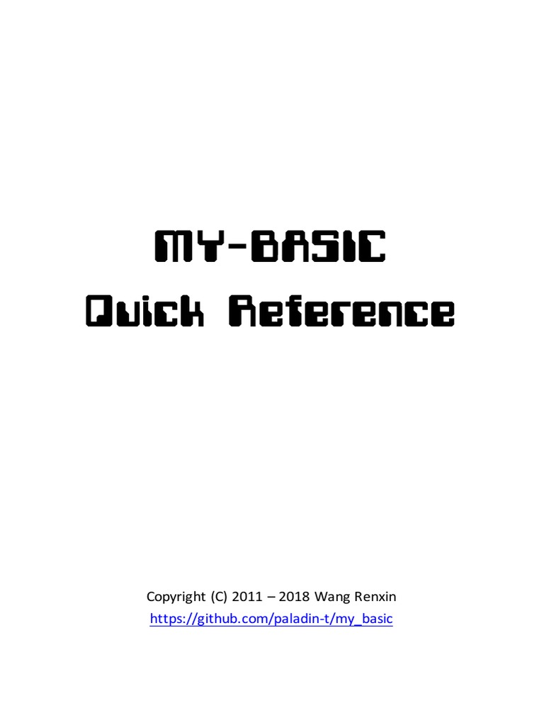 MY-BASIC Quick Reference | PDF | Anonymous Function | Data Type