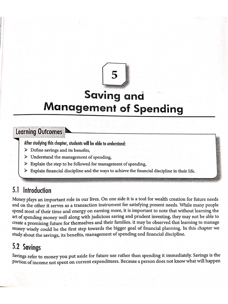 Saving and Management of Spending | PDF