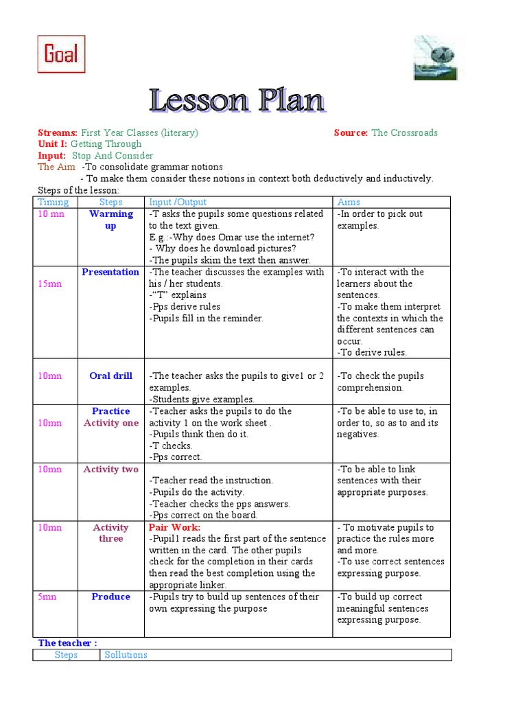 Lesson Plan Purpose | PDF | Lesson Plan | Cognitive Science