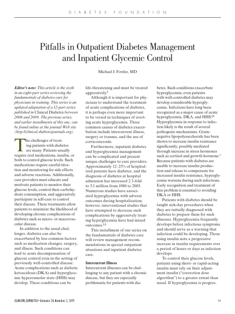 Pitfalls in Outpatient Diabetes Management and Inpatient Glycemic ...