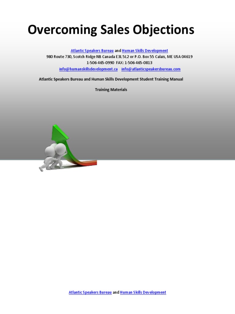 Overcoming Sales Objections Student Training Manual PDF Download | Download Free PDF | Sales ...