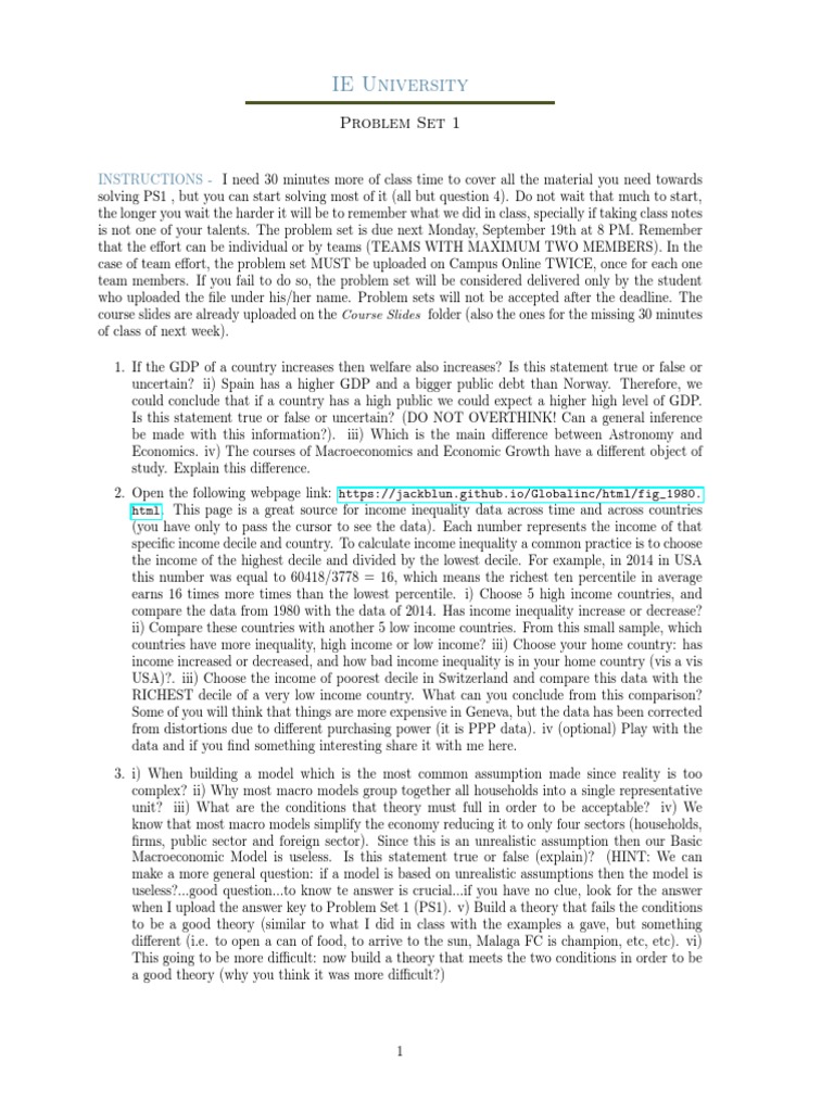 Problem Set 1 | PDF | Theory | Economic Inequality Problem Set 1 | PDF | Theory | Economic Inequality
