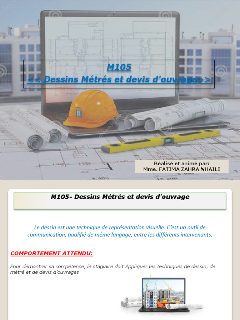Présentation MODULE - Dessins Metrés Et Devis D'ouvrage - NHAILI FATIMA ZAHRA | PDF ...