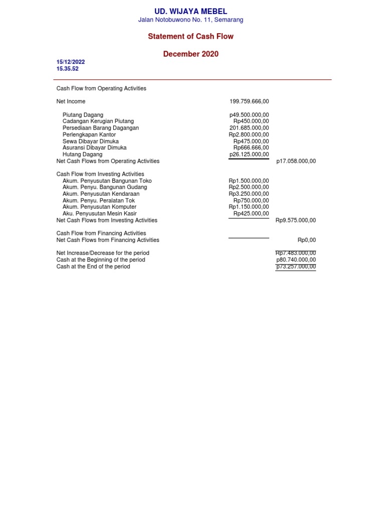 MYOB Accounting Statement of Cash Flow | PDF