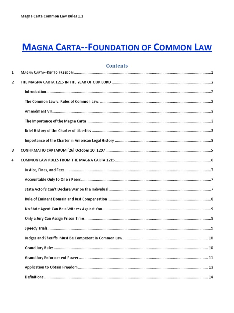 1215 Magna Carta Common Law Rules[1] | Magna Carta | United States ...