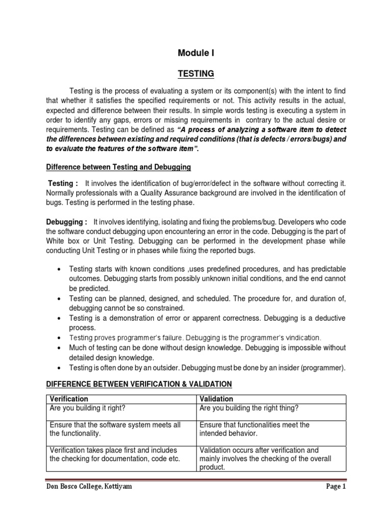 Software Testing Module1 Pdf Software Testing Software Bug 8807