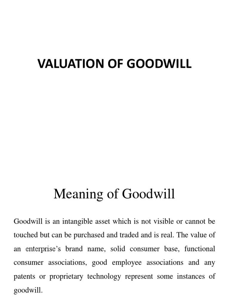 Valuation of Goodwill | PDF