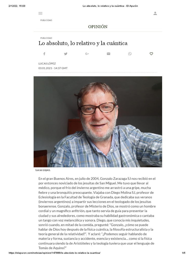 Lo absoluto, lo relativo y la cuántica - El Apurón | PDF | Realidad | Dios