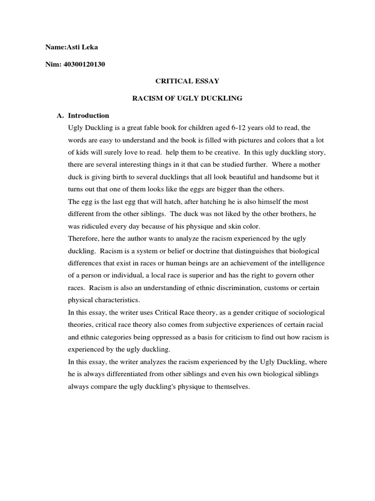 Ugly Duckling | PDF | Race (Human Categorization) | Racism
