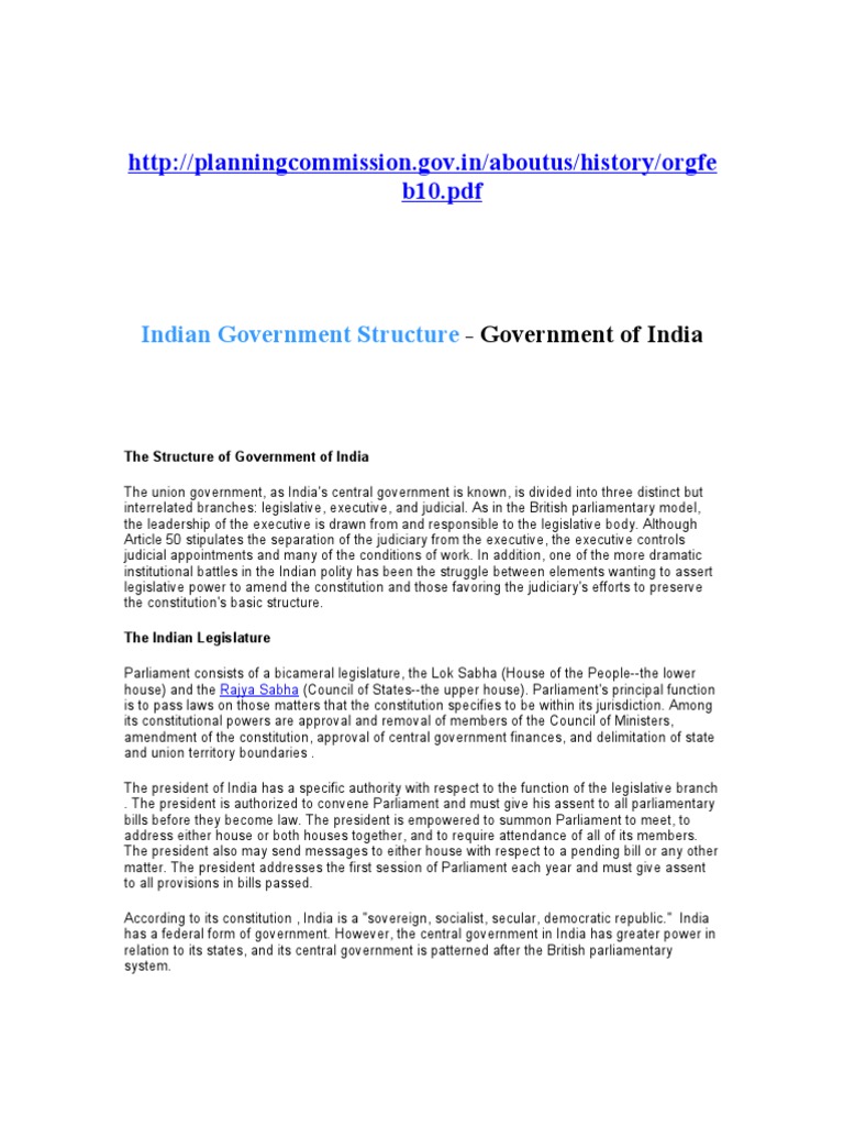 b10.pdf: Indian Government Structure | PDF | Government Of India ...