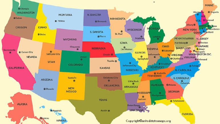 Usa Map With Capitals And Abbreviations
