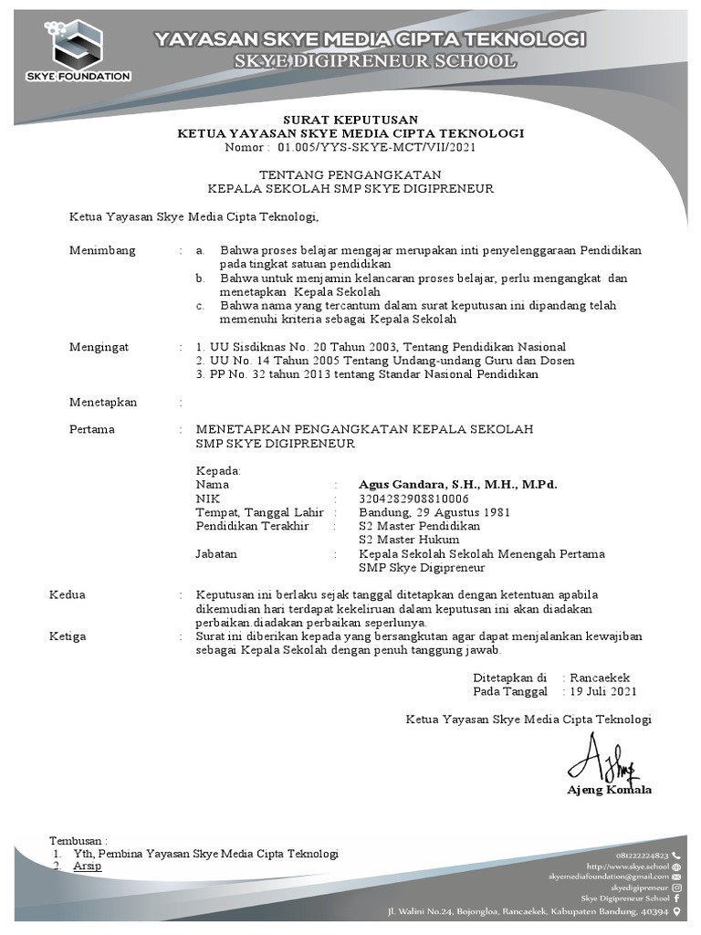 005.SK Kepsek SMP | PDF