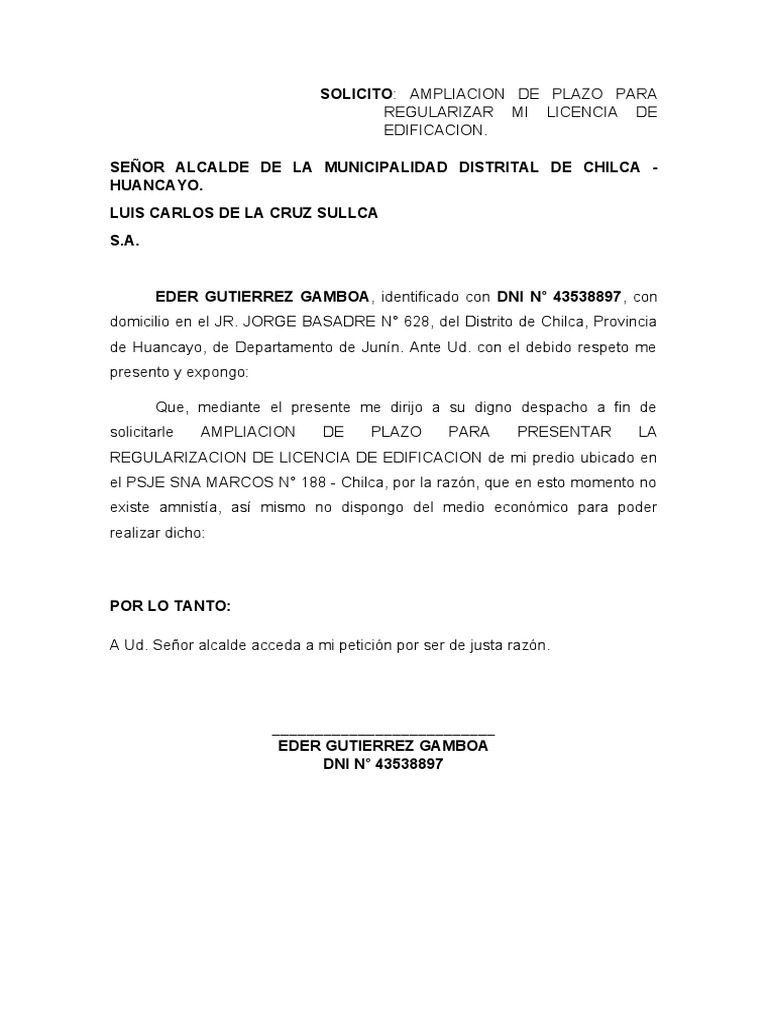 Solicito Ampliacion de Plazo | PDF