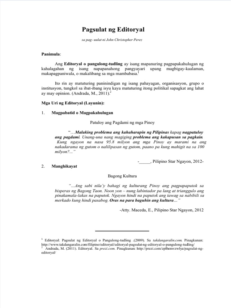 Pdfslide - Tips Pagsulat NG Editoryal at Akademikong Jornal | PDF