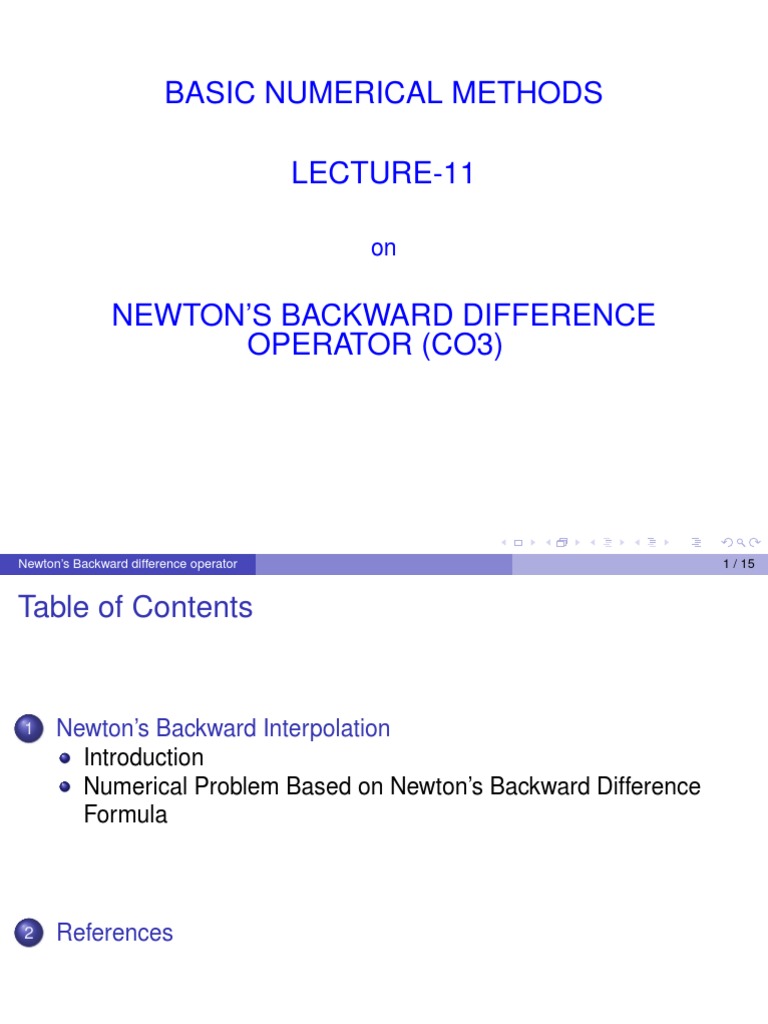CO3 L11 Newton's Backward DF | PDF | Finite Difference | Numerical Analysis