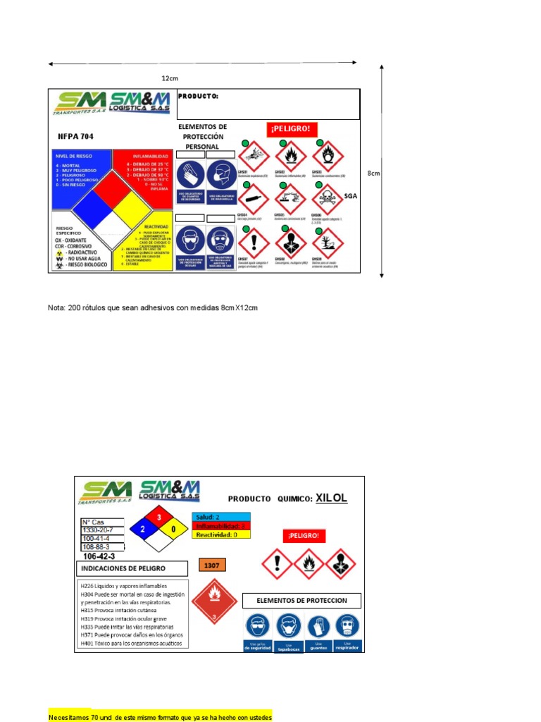 ROTULO PARA SUSTANCIAS QUIMICAS | PDF | Ciencias fisicas | Sustancias químicas