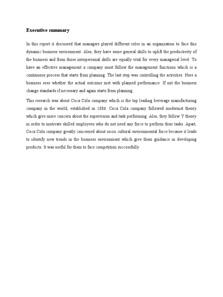 Coca Cola - Introduction To Management | PDF | Leadership | Motivation