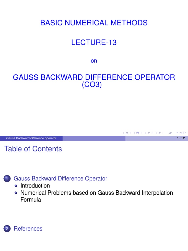 Gauss Backward Interpolation | PDF | Finite Difference | Mathematics