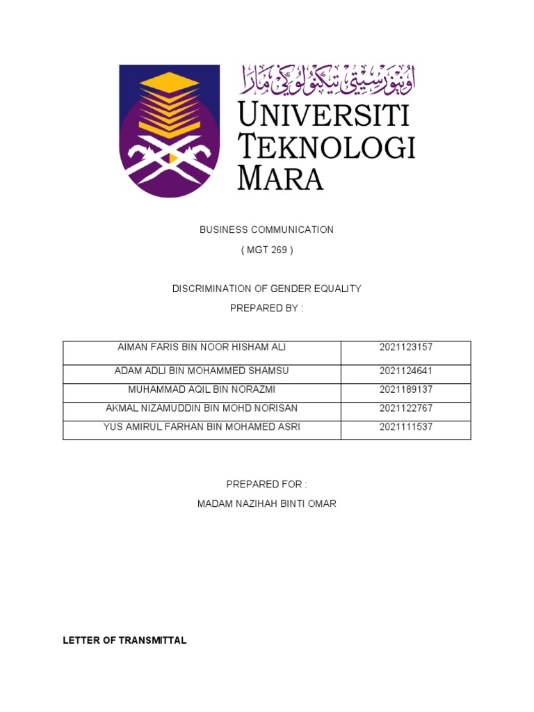 Mgt269 Group Assignment 40% | PDF | Survey Methodology | Gender Inequality