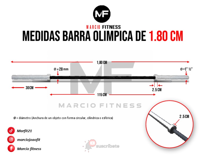 Medidas Barra Olimpica 1.80 CM Oficial | PDF