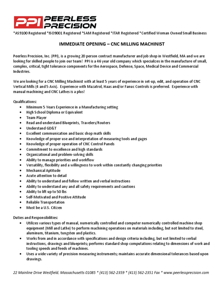 CNC Milling Machinist November 2022 | PDF | Numerical Control | Machinist