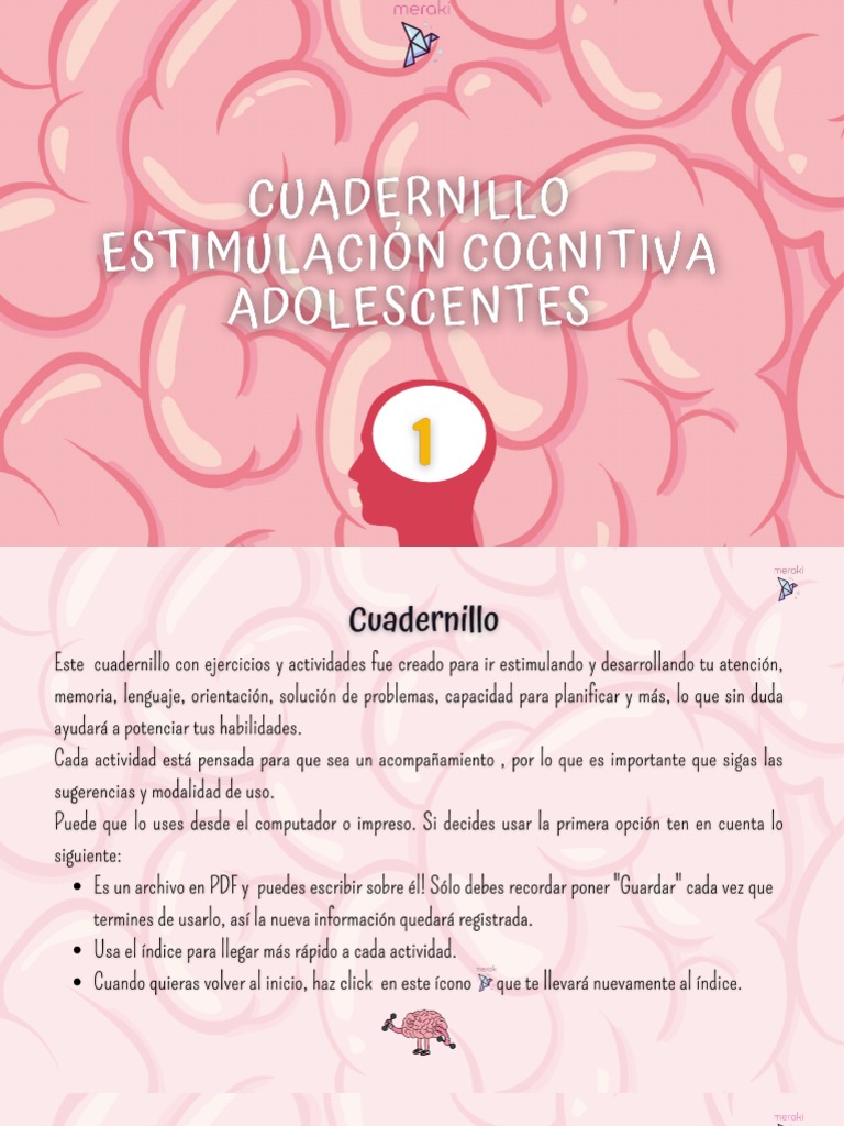 MERAKI Cuadernillo 1 Estimulación Cognitiva Adolescentes | PDF