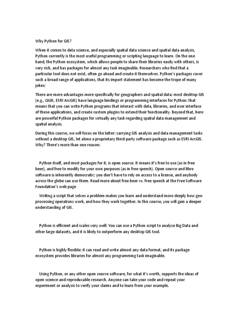 Why Python For GIS | PDF | Geographic Information System | Python ... Why Python For GIS | PDF | Geographic Information System | Python ...